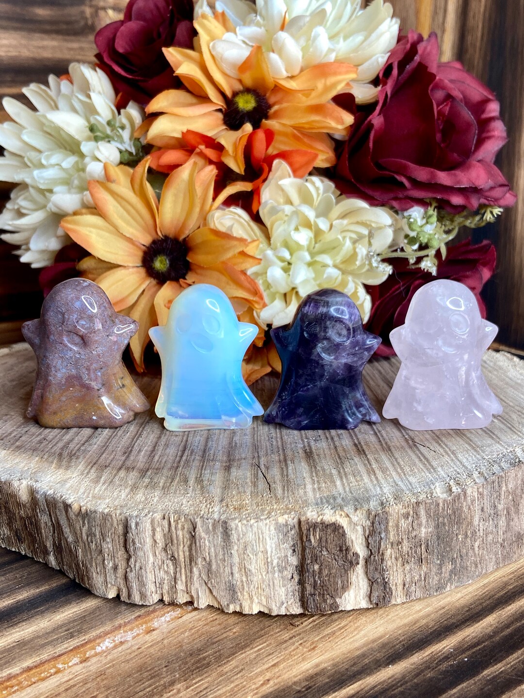 Crystal Ghost, Crv373, Halloween Crystal, Ghost Carving, Rose Quartz ...