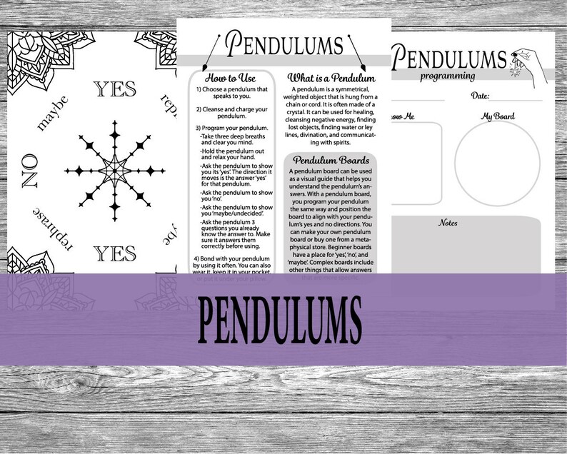Pendulum Guide Printable Pendulum Board How to Use - Etsy Canada