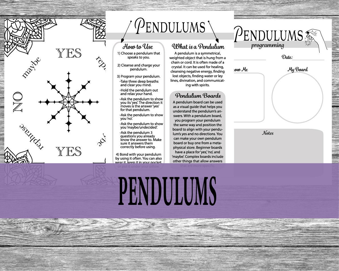 Pendulum Guide Printable Pendulum Board How to Use - Etsy Canada