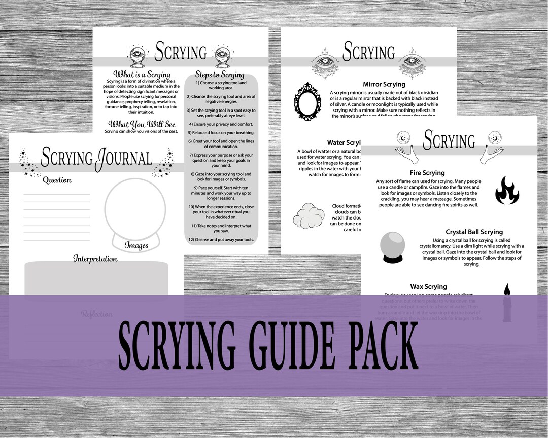 Scrying Guide Pack, Scrying Cheat Sheet, Crystal Ball Reading, Mirror ...