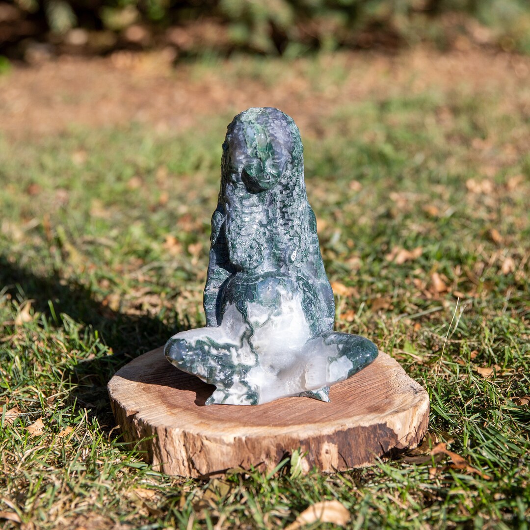 Moss Agate Mother Earth Carving, 8 Inches TALL, Large Crystal Goddess ...
