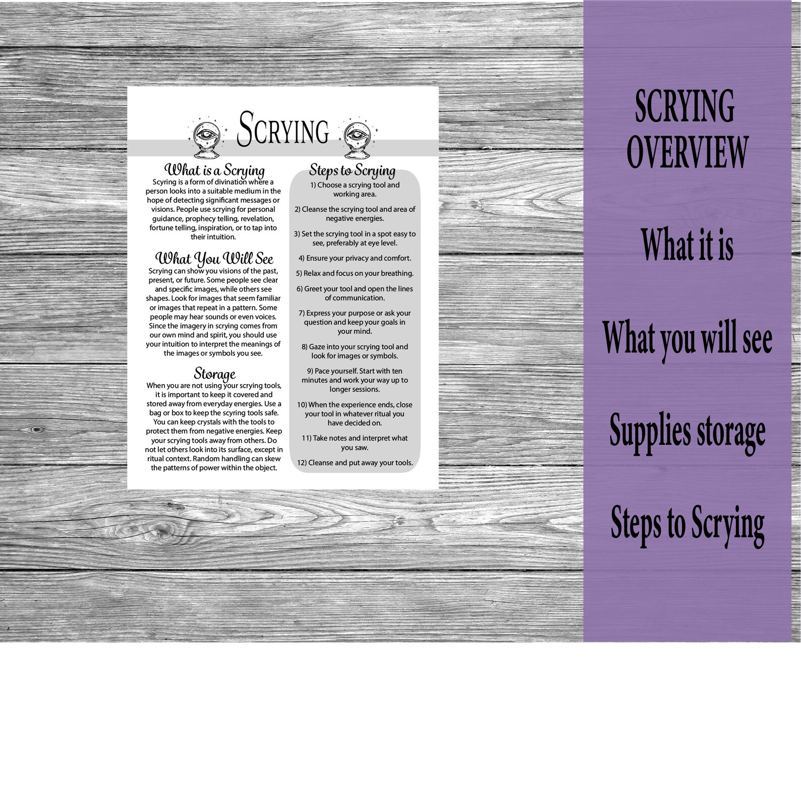 Scrying Guide Pack Scrying Cheat Sheet Crystal Ball Reading - Etsy