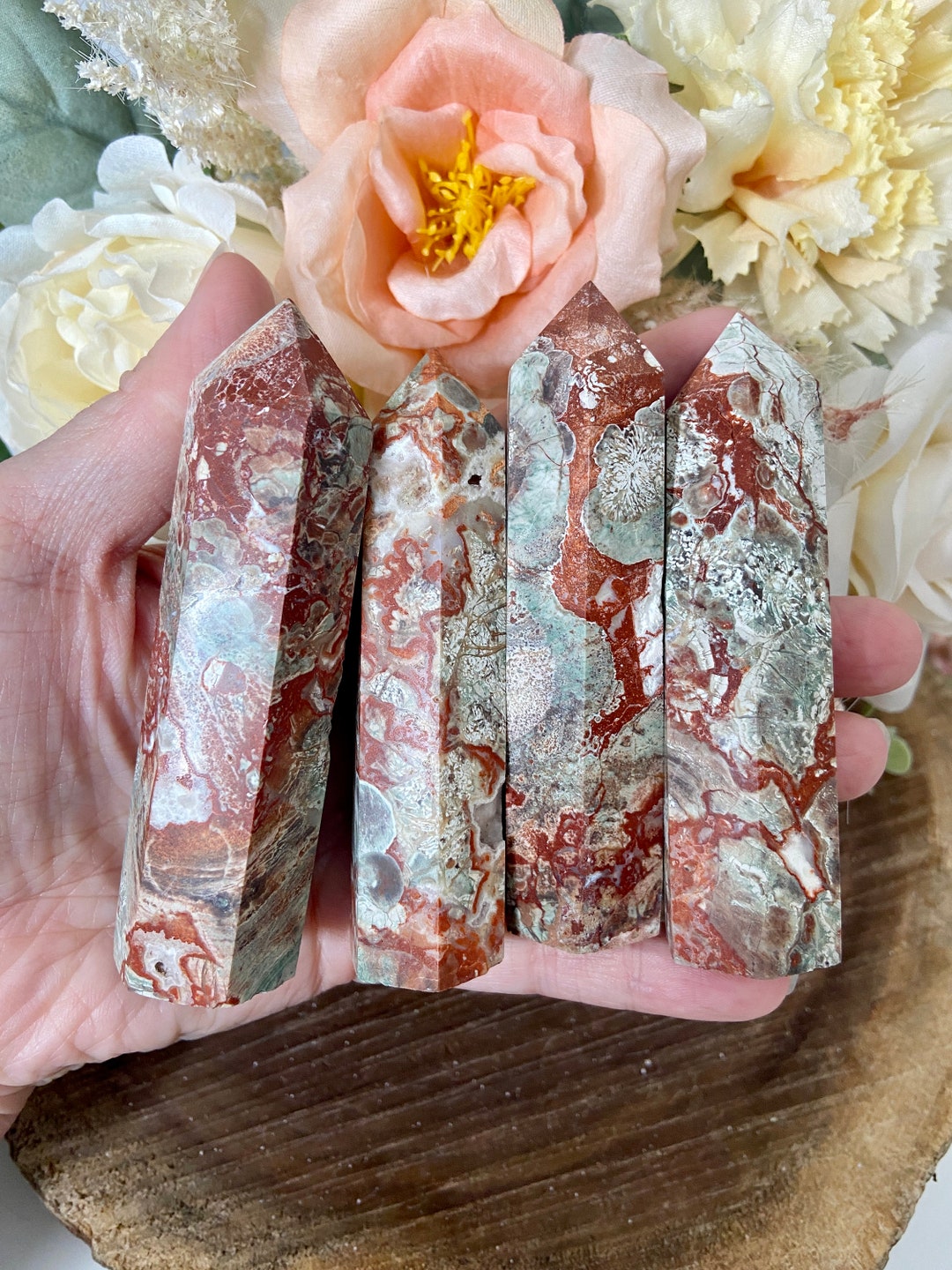 Money Agate Tower, Rainforest Jasper Tower, Crystal Tower, Twr185, - Etsy