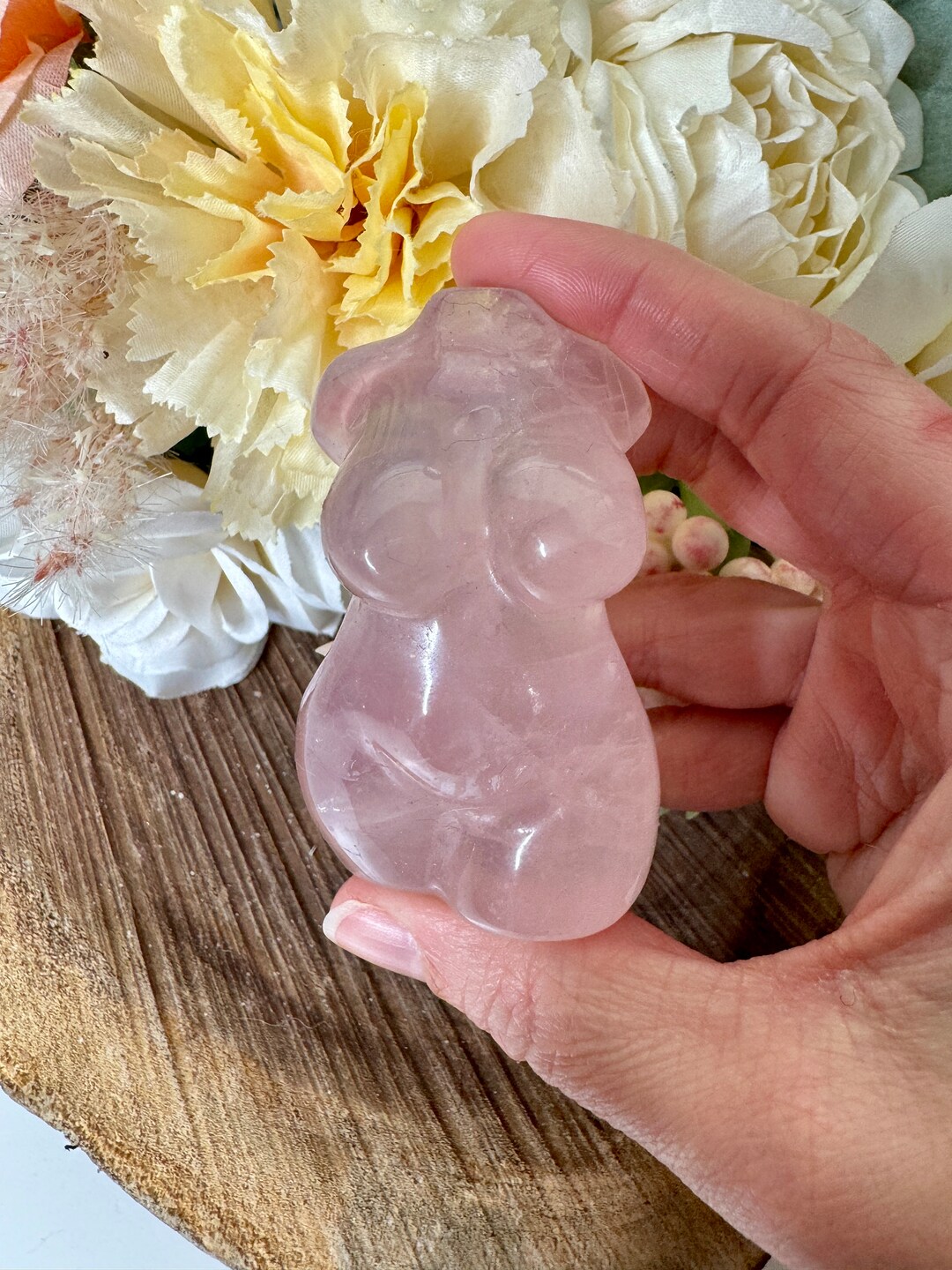 Rose Quartz Goddess Carving, Crystal Goddess Carving, Crv169.2, Rose ...