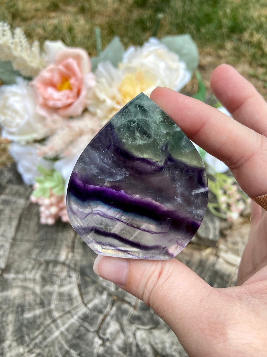 Fluorite Teardrop, Twr301, Fluorite Freeform, Rainbow Fluorite - Etsy