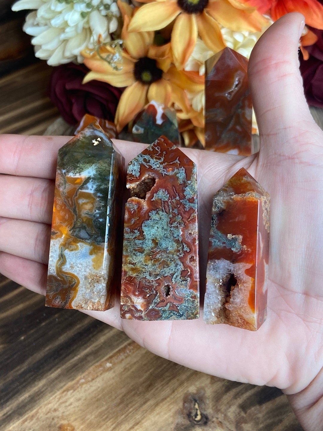 Red Moss Agate Obelisk, Twr315, Druzy Moss Agate Point, Carnelian Moss ...