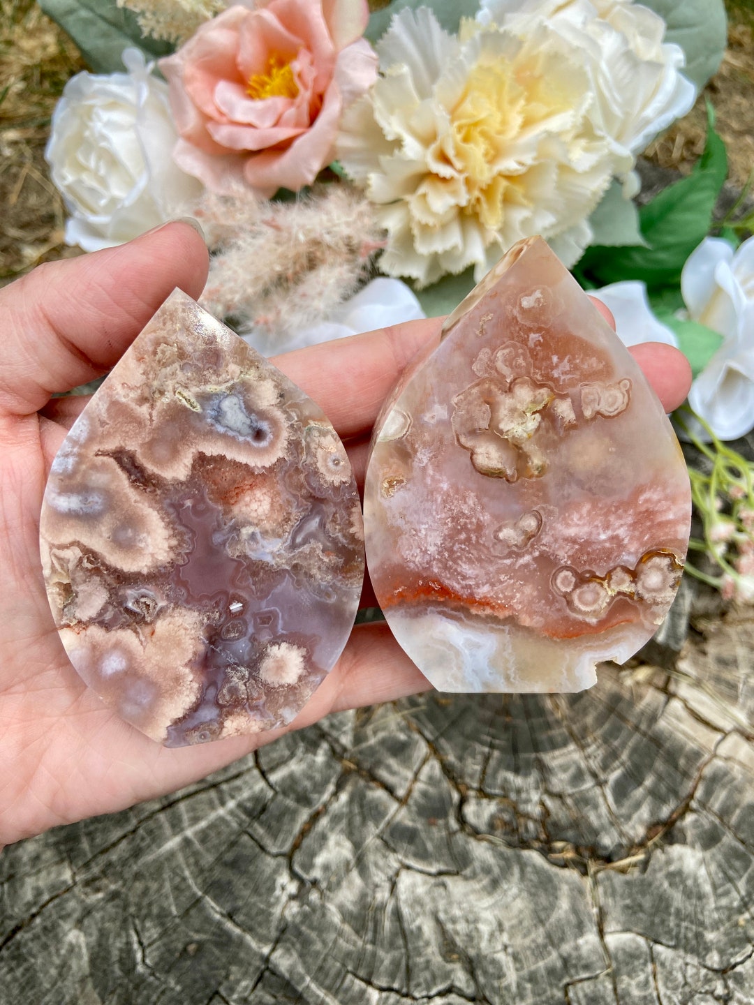 Flower Agate Teardrop, Twr372, Flower Agate Freeform, Druzy Flower ...