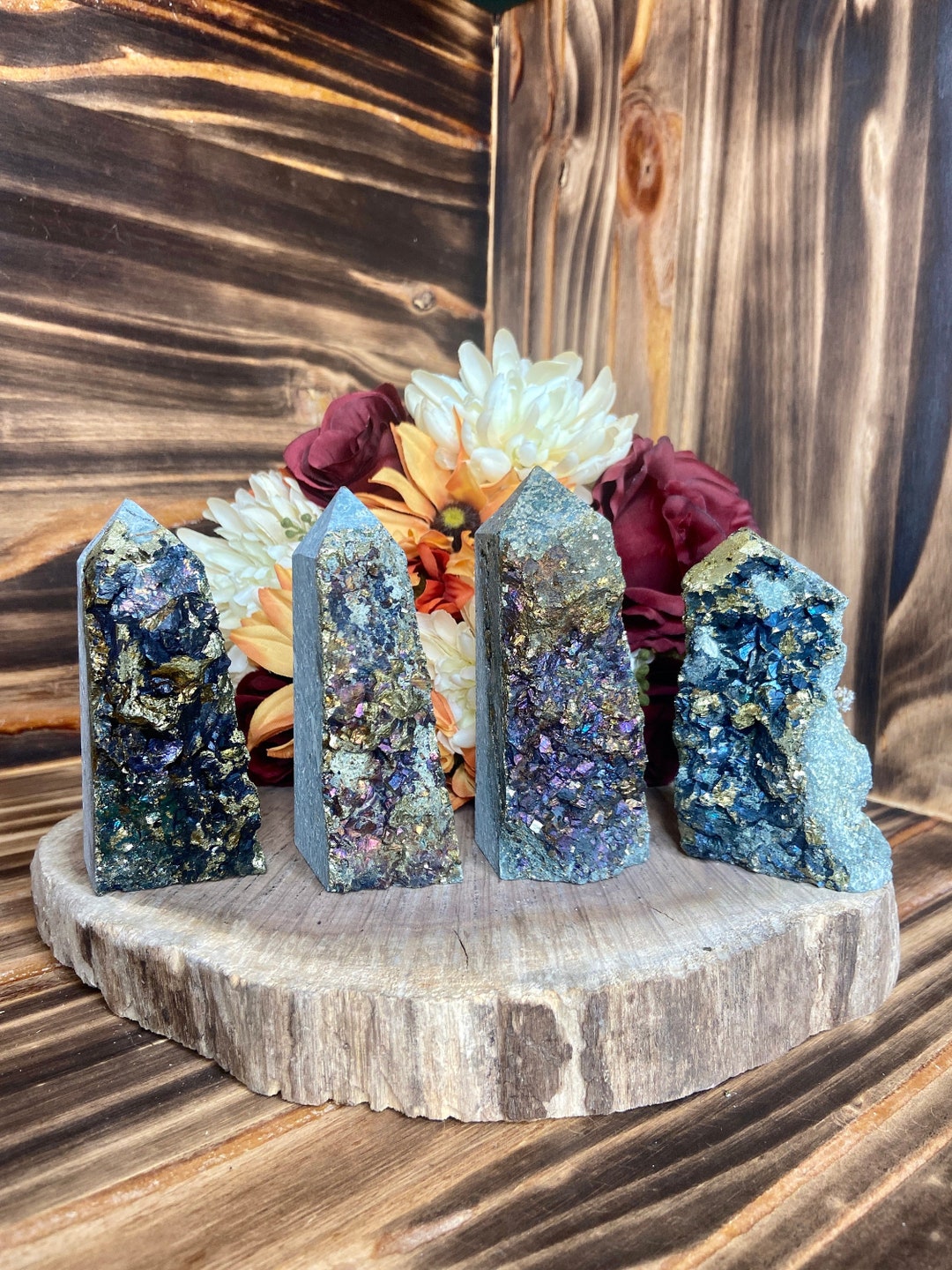 Pyrite Tower, Twr280, Colorful Pyrite Point, Crystal Tower - Etsy