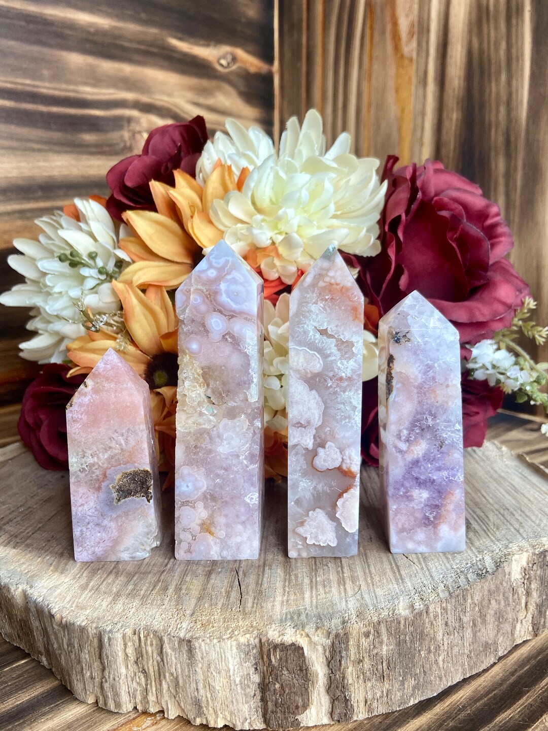 Flower Agate Tower, Twr380, Flower Agate Point, Druzy Flower Agate ...