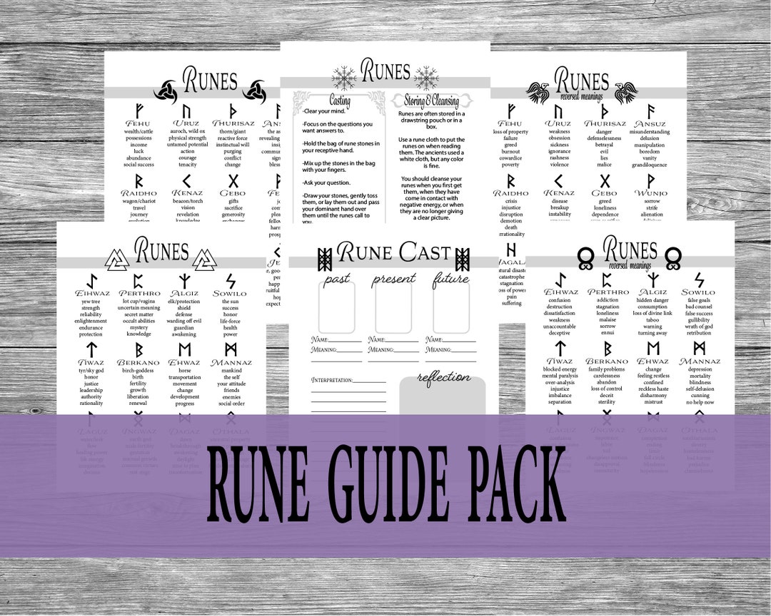 Rune Guide Pack, Runes Cheat Sheets, Rune Cast Journal Page, Rune ...