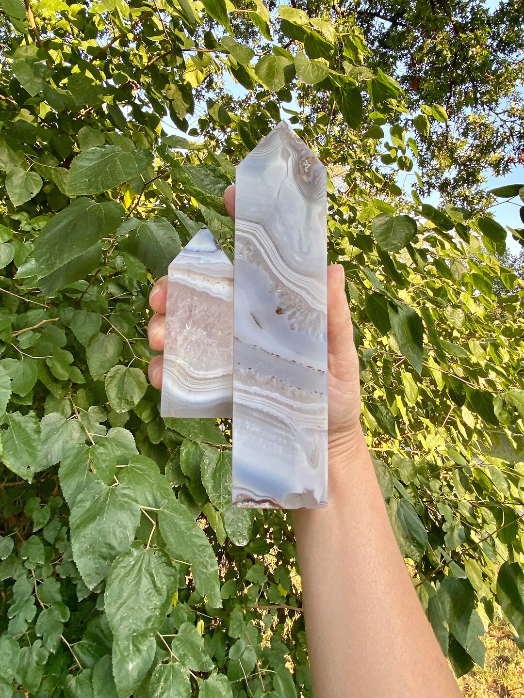 Banded Agate Tower, Large Crystal Point, Druzy Agate, Twr132 - Etsy