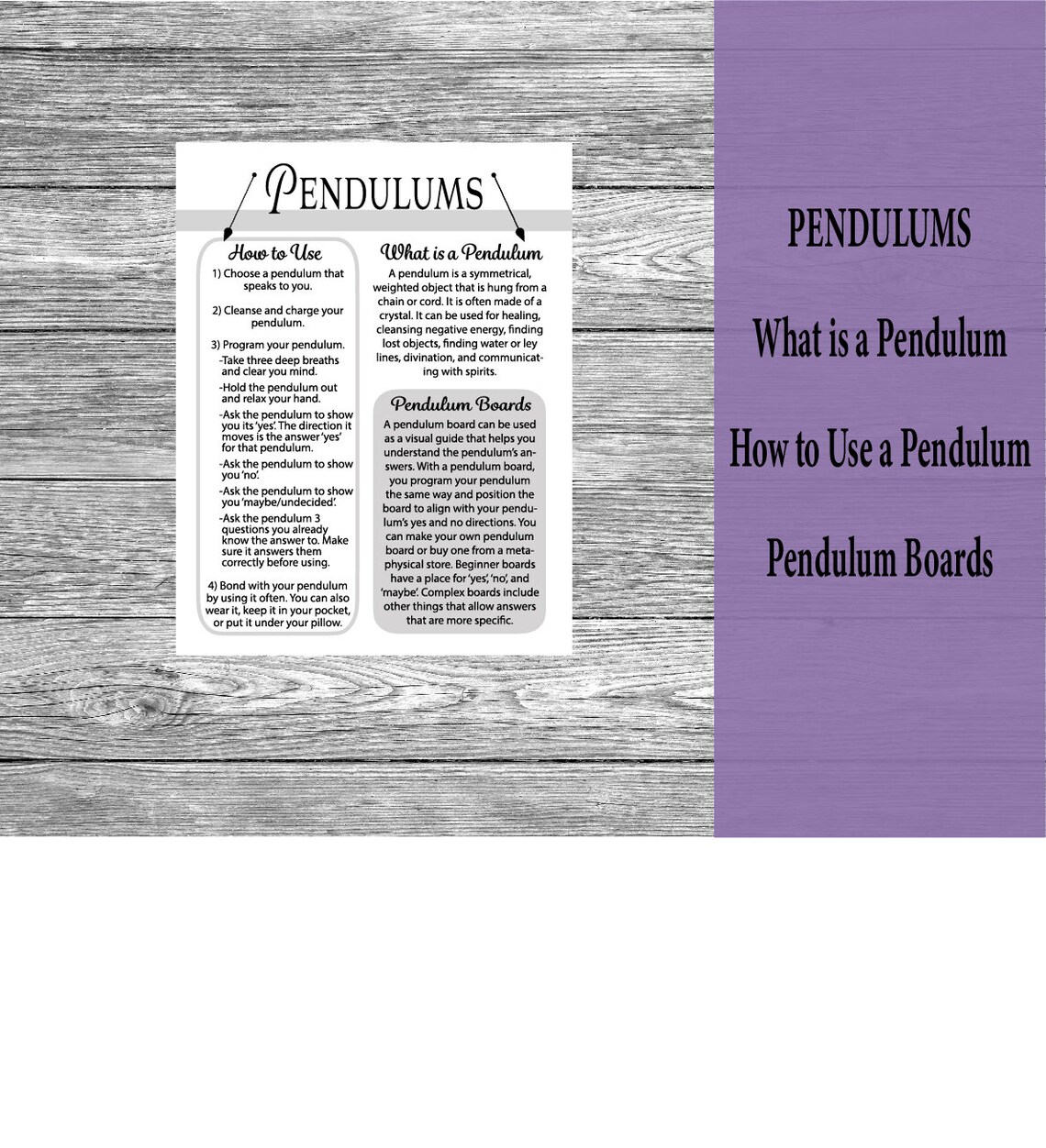 Pendulum Guide Printable Pendulum Board How to Use - Etsy Canada