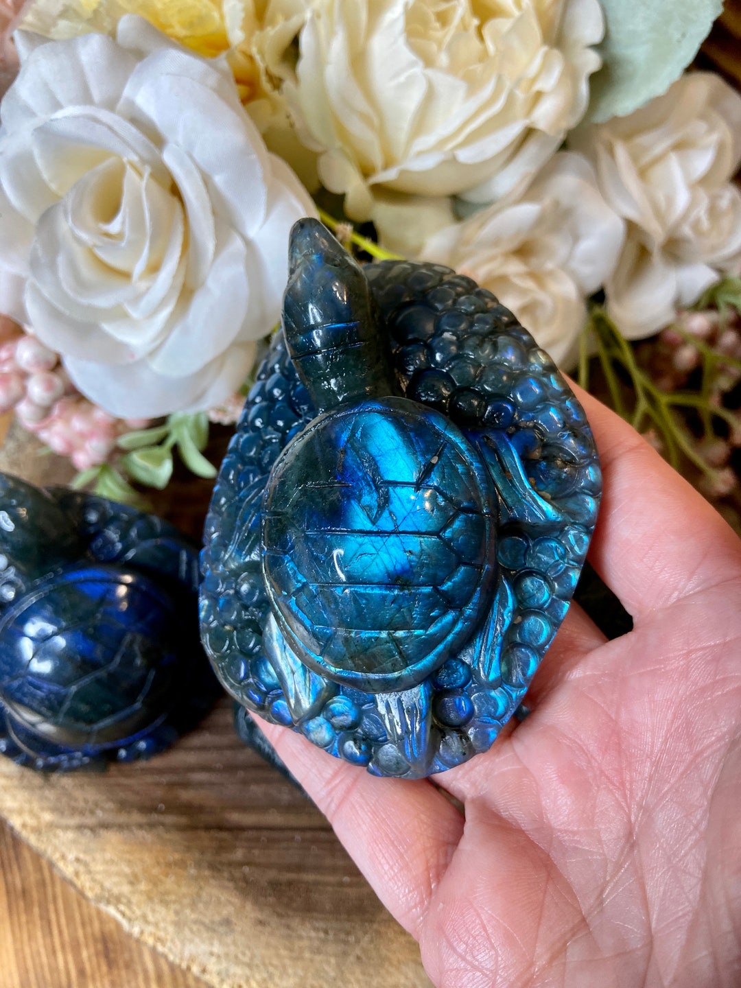 Labradorite Turtle Carving, Crv251, Crystal Sea Turtle - Etsy
