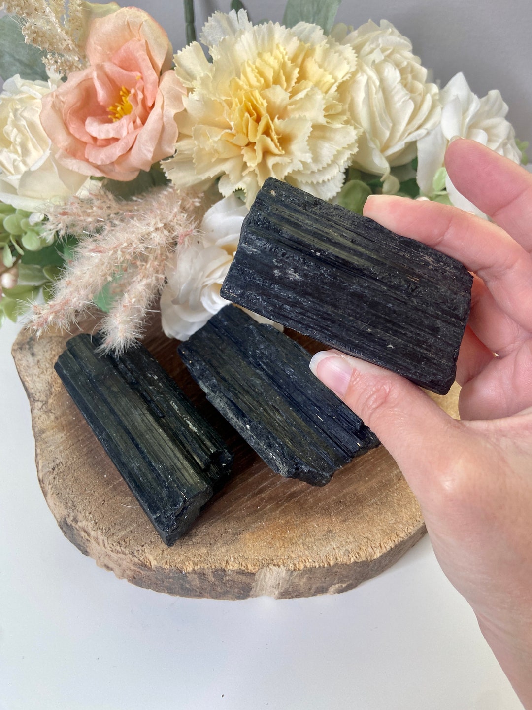 Raw Black Tourmaline Specimen, Spc122, Crystal Specimen, Black ...