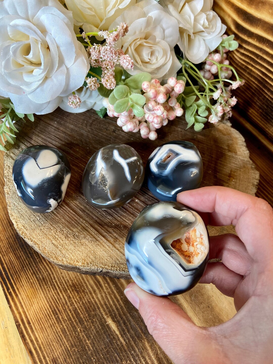 Orca Agate Palm Stone, Shp163, Crystal Palm Stone - Etsy