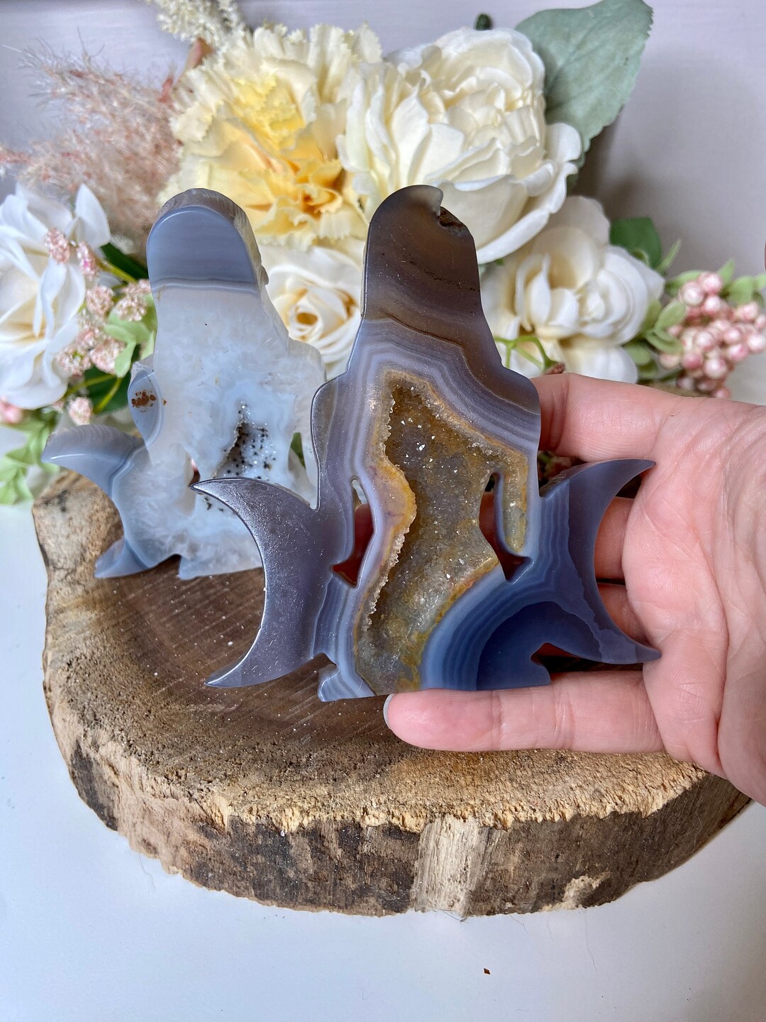 Druzy Agate Yoga Lady, Crv440, Crystal Goddess, Triple Moon Goddess ...