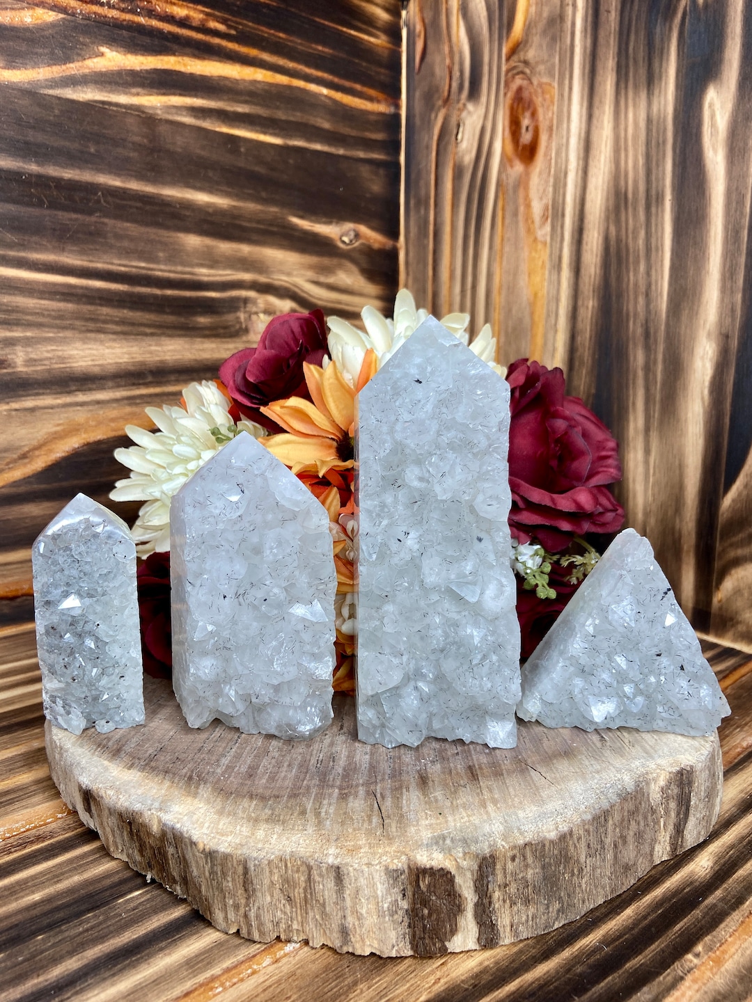 Druzy Quartz With Black Tourmaline Tower, Twr223, Druzy Crystal Tower ...