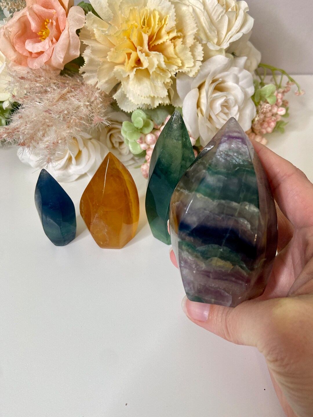 Fluorite Flame, Twr288, High Quality Crystal Point, Crystal Tower ...