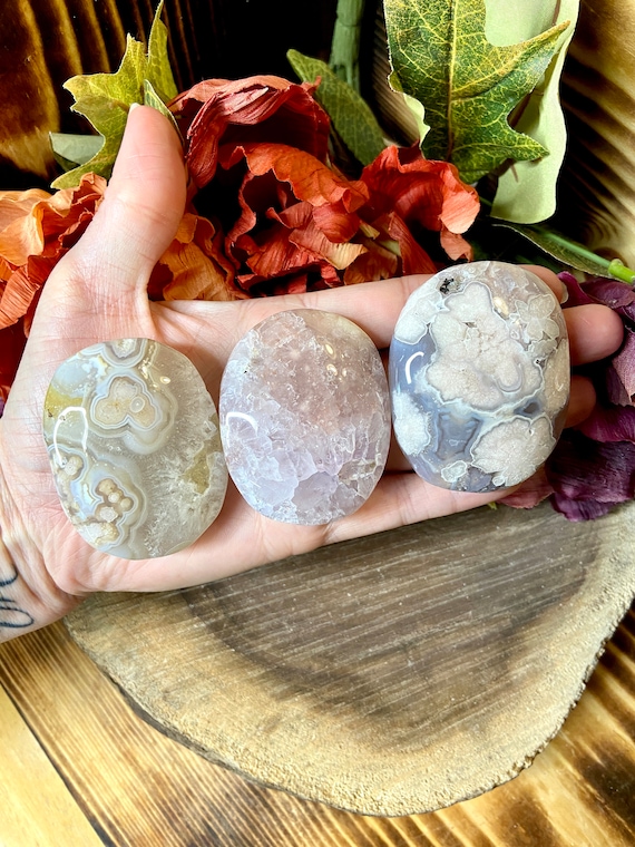 Flower Agate Palm Stone Shp175 Sakura Agate Palm Crystal - Etsy