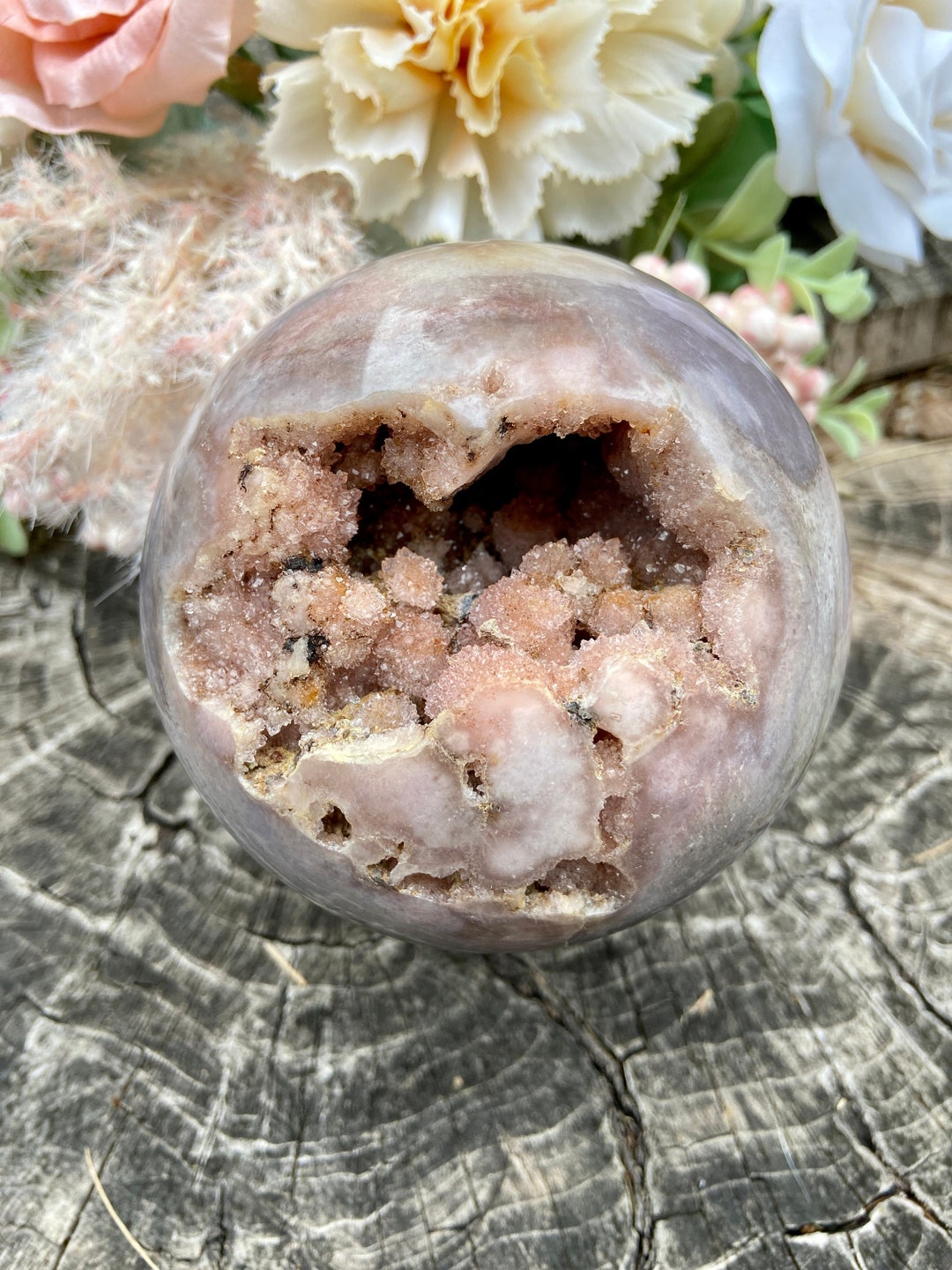 Pink Amethyst Flower Agate Sphere Sph152 4 95mm Large - Etsy