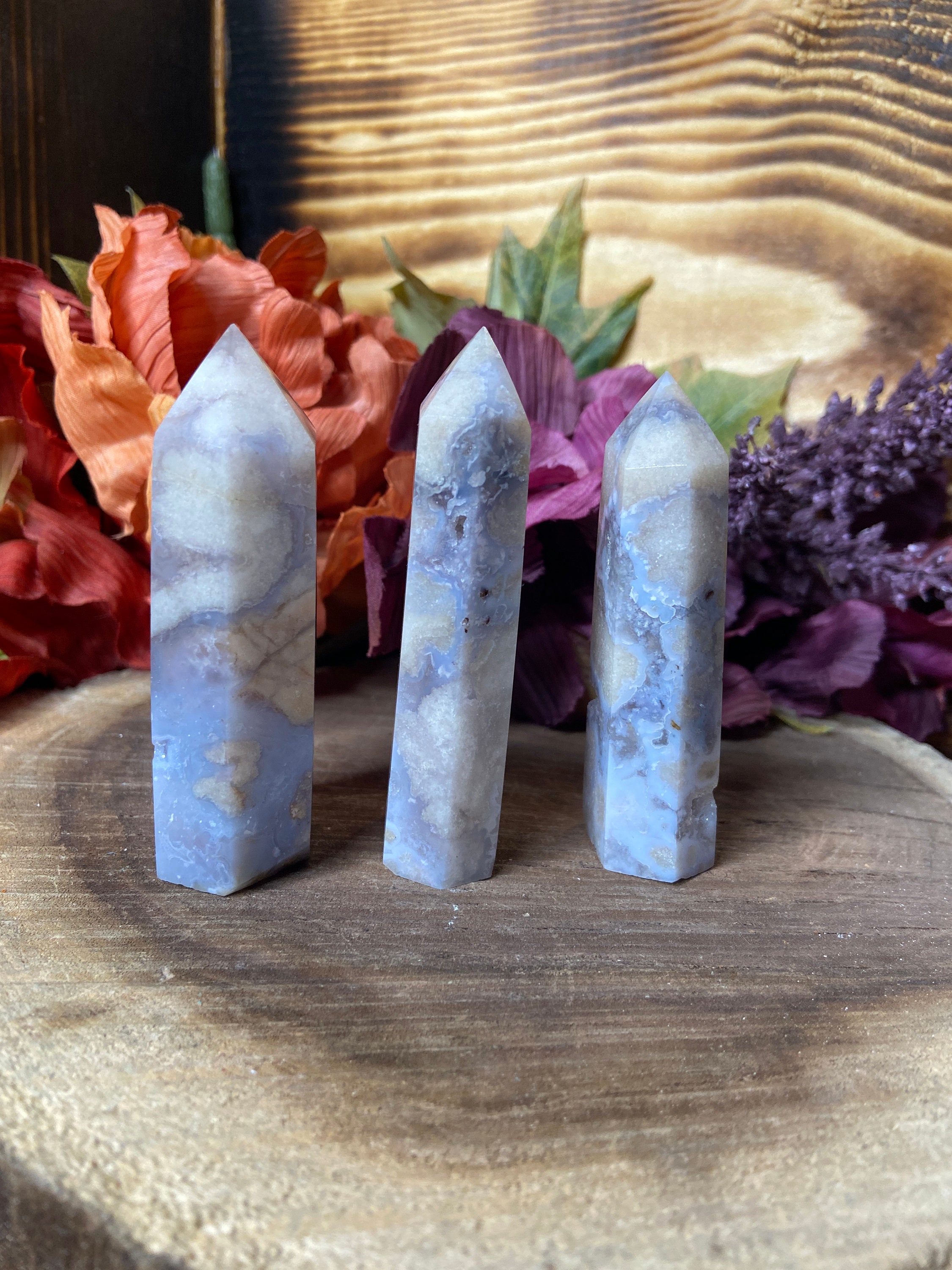 Blue Flower Agate Tower RARE Blue Flower Agate Point Twr289 - Etsy