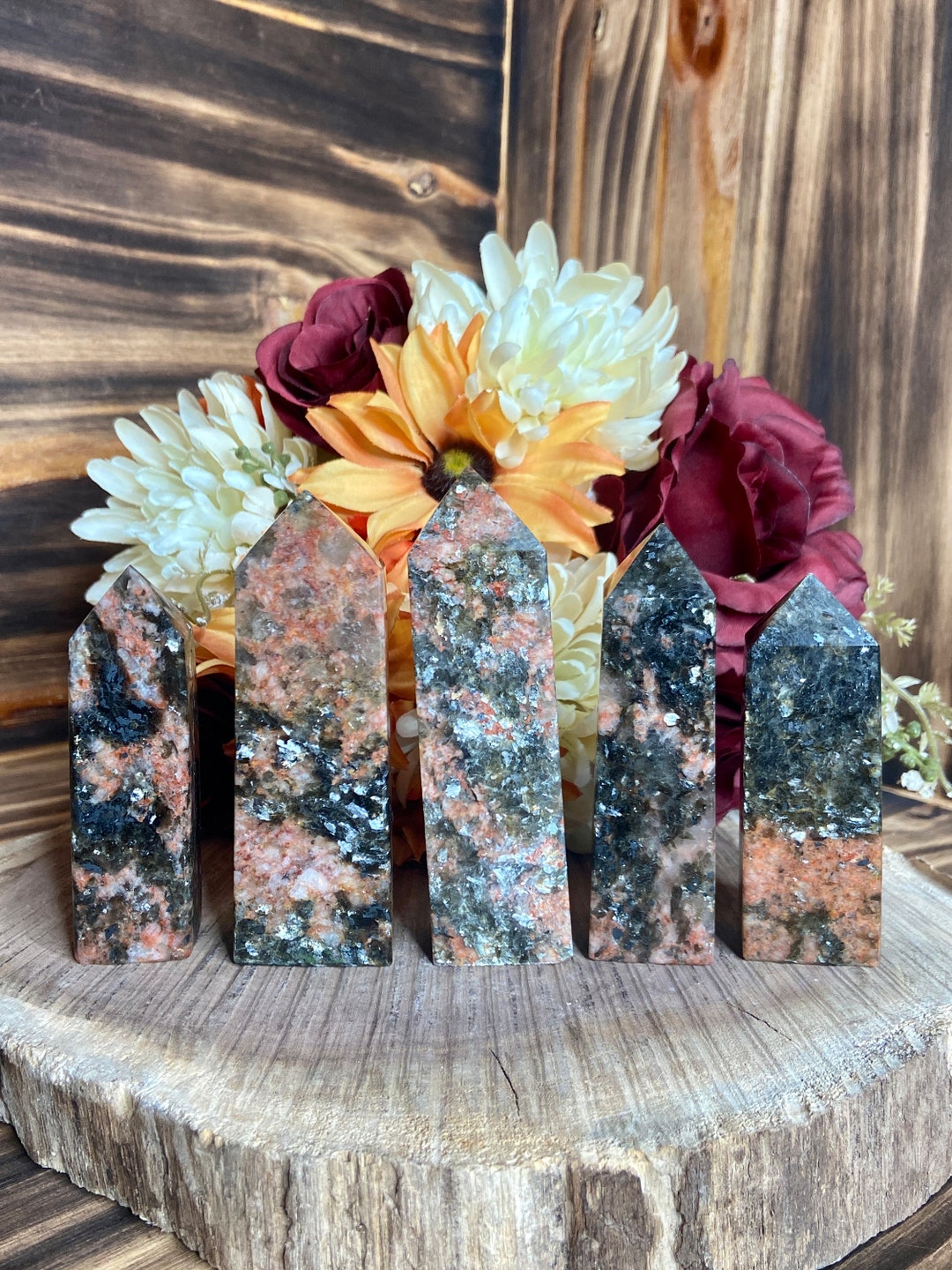 Mica Tourmaline and Sunstone Tower, Twr324, Crystal Point - Etsy