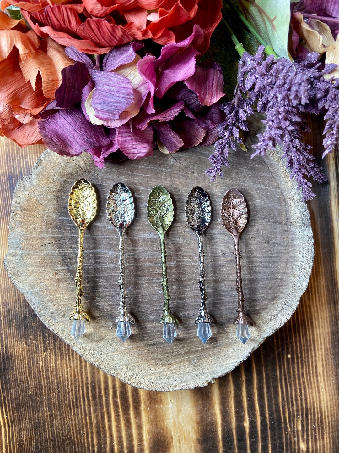 Crystal Apothecary Spoon, Clear Quartz Witch Altar Spoon, Metal Spoon ...