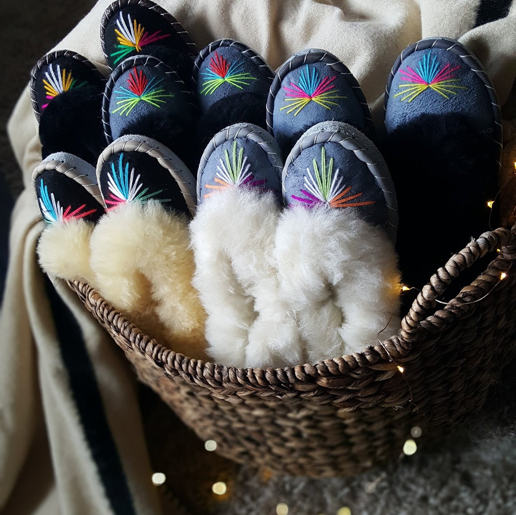 Ladies Handmade SHEEPSKIN Embroidered Slippers LUCKY DIP - Etsy UK