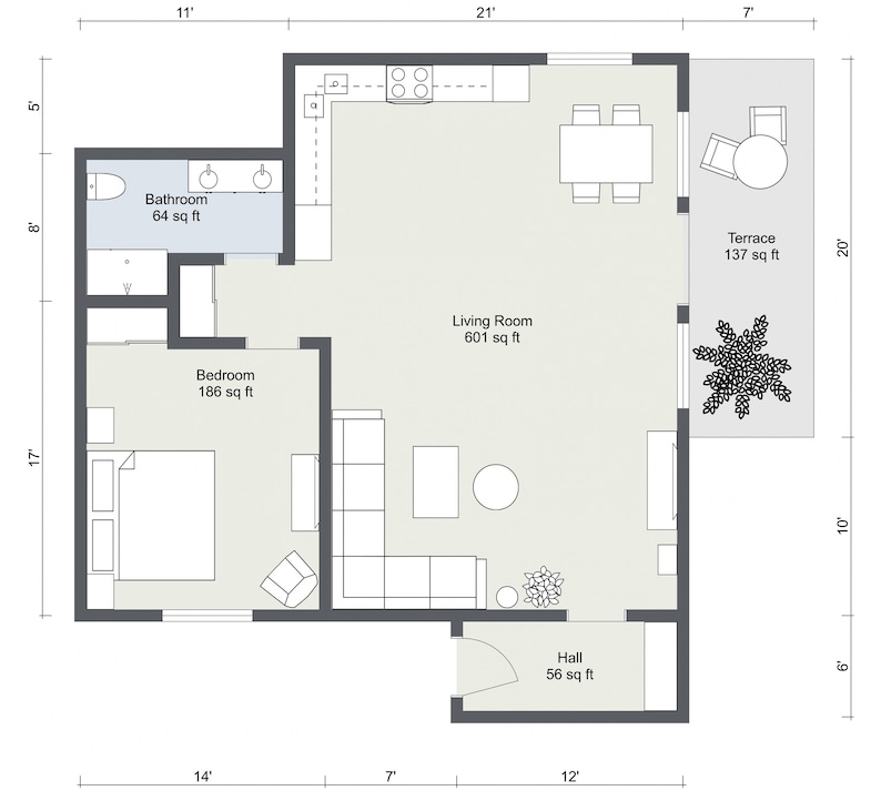 Custom Detailed 2D Floor Plan - Virtual Interior Design - Architectural Furniture Layout Plan ...