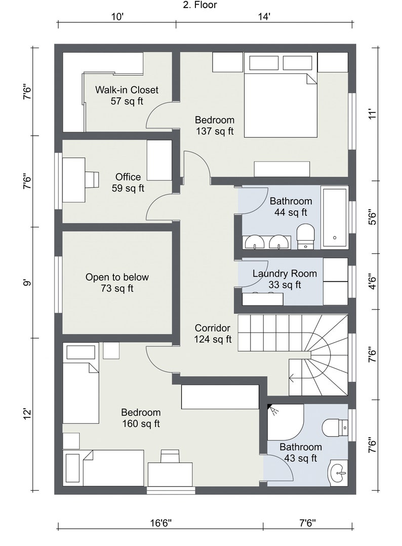 Custom Detailed 2D Floor Plan Virtual Interior Design Architectural ...