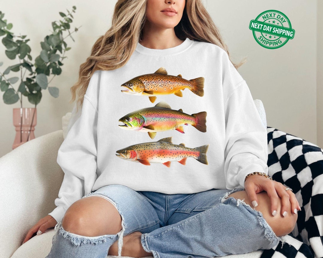 Abstract Colorful Trout in A Row Sweatshirt - River Fish Trout Species ...