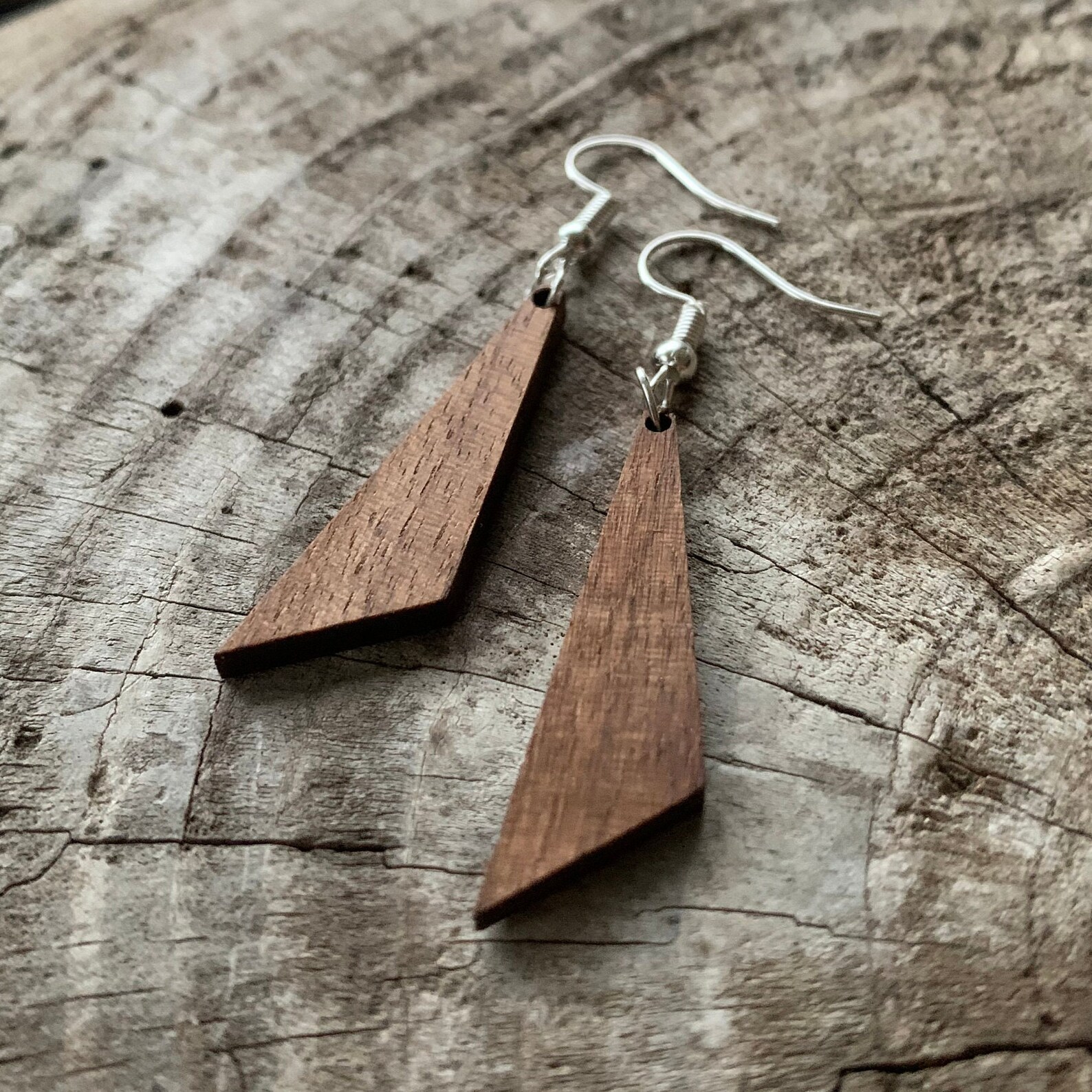 Wooden Dangle Earrings Slope Spruce Tree Laser Cut Jewelry - Etsy