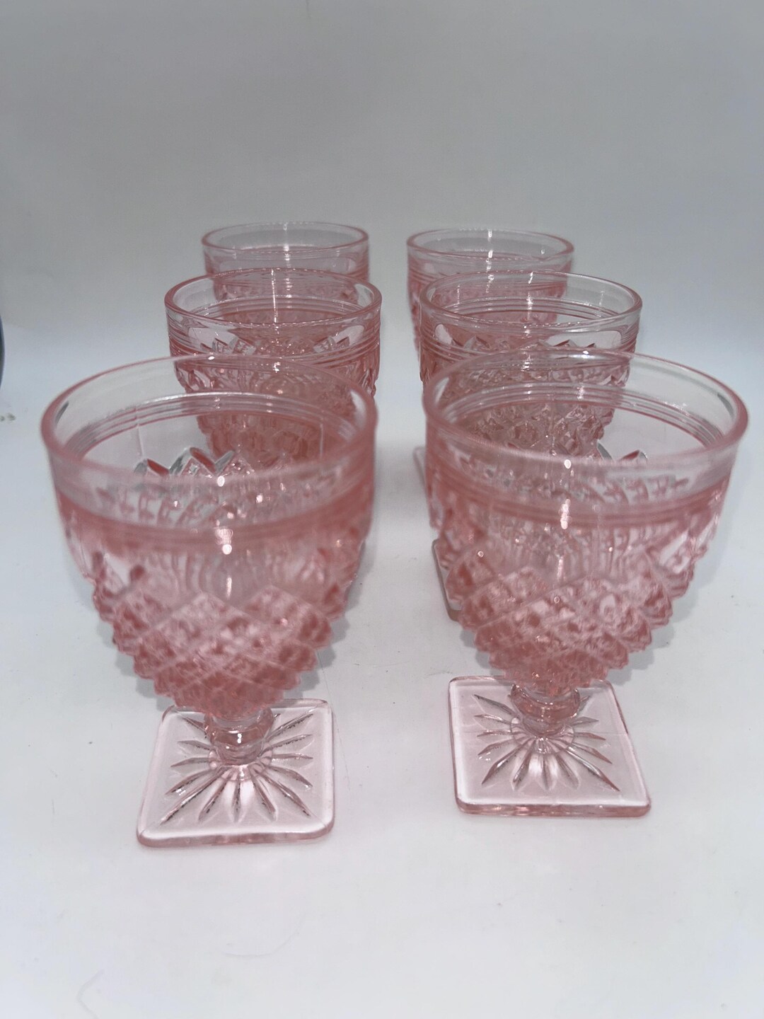 Depression Glass Set of 6 Pink Wine Goblets - Etsy