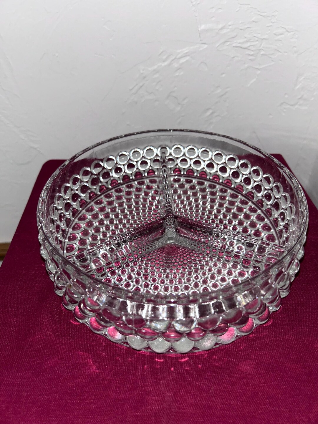Vintage Clear Glass 3 Partition Serving Bowl - Etsy