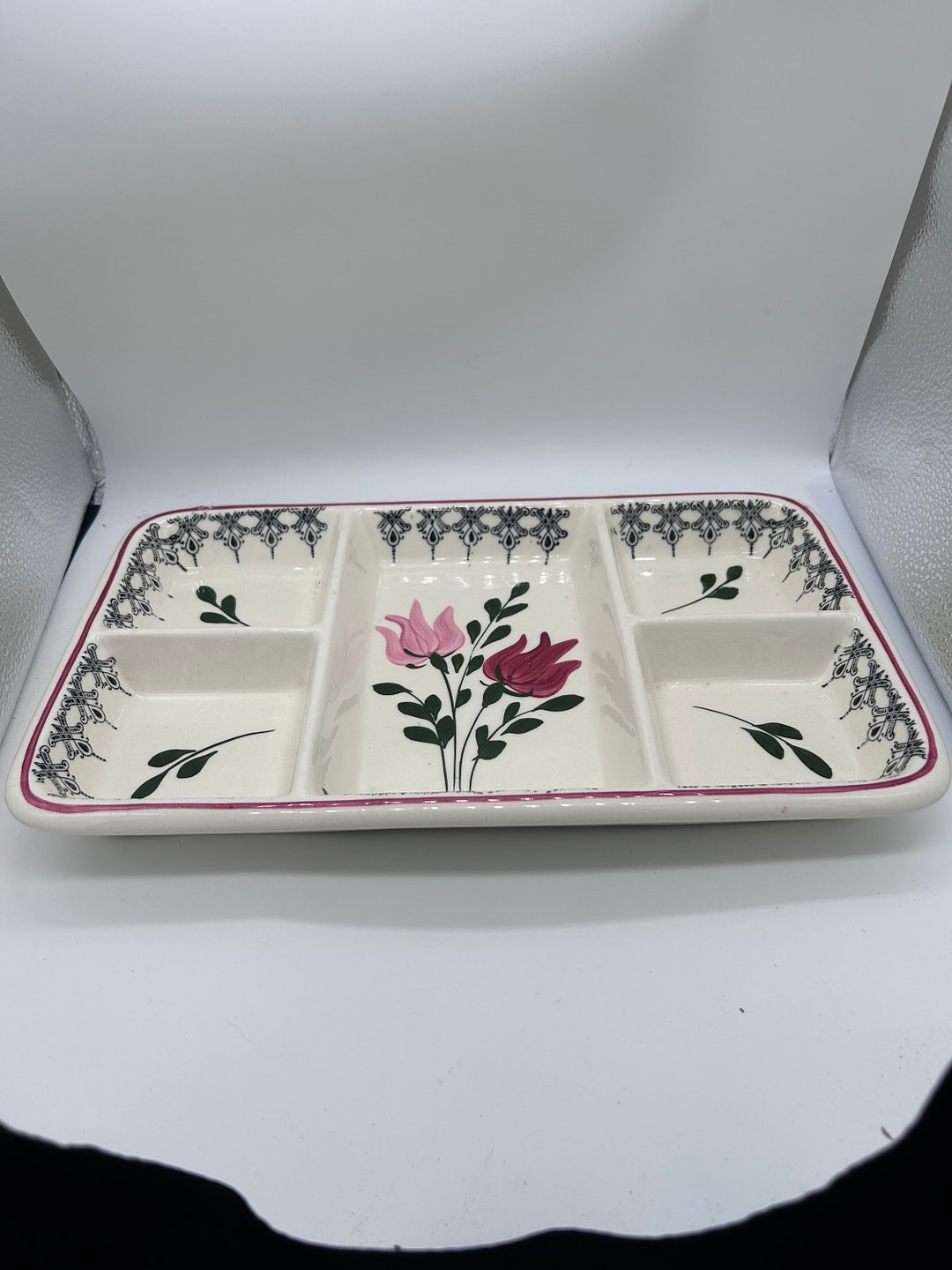 Hand Painted Divided Serving Platter - Etsy