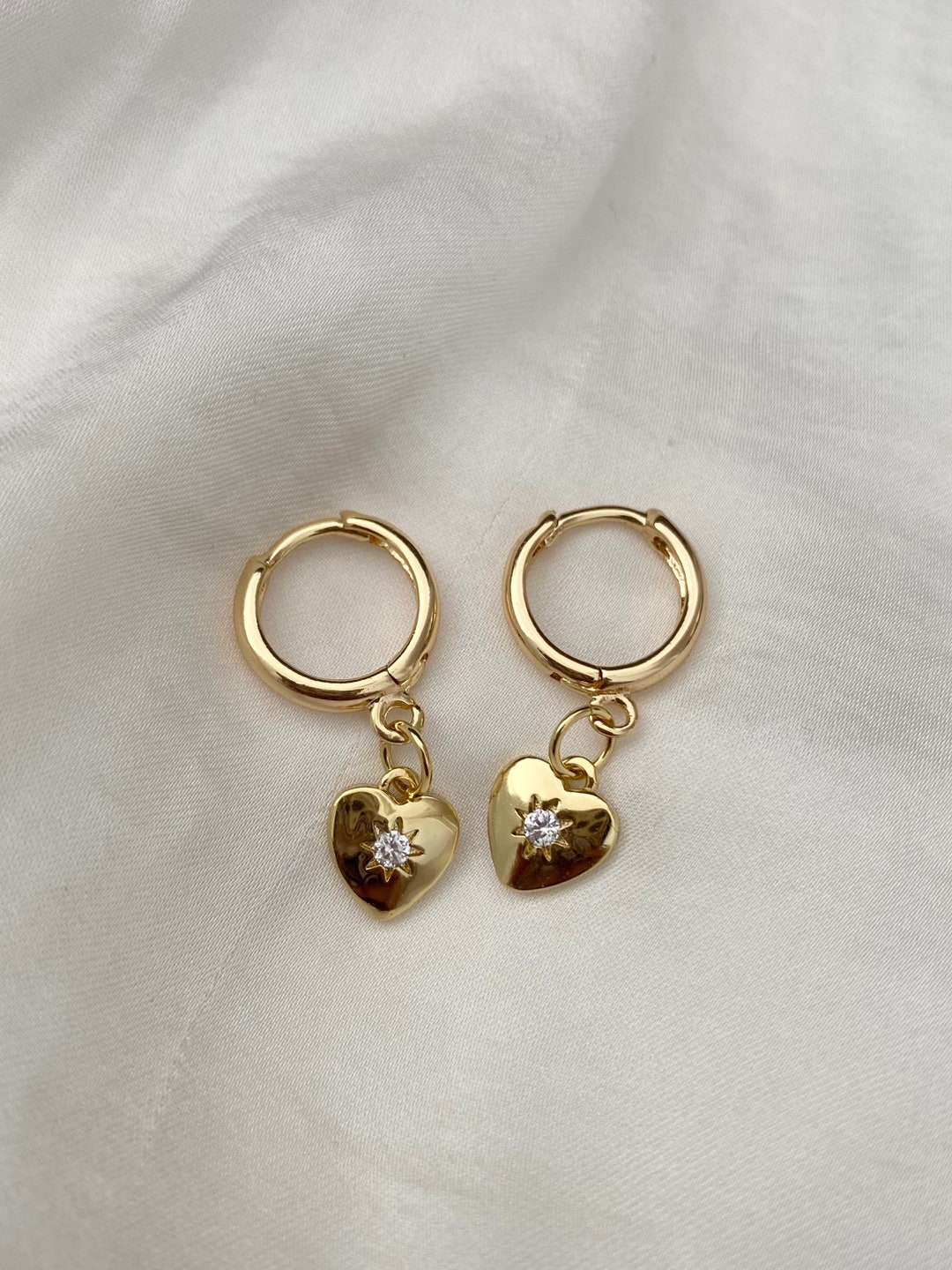 Stunning Handmade 18k Gold Plated Love Heart Sun Etched Cubic Etsy