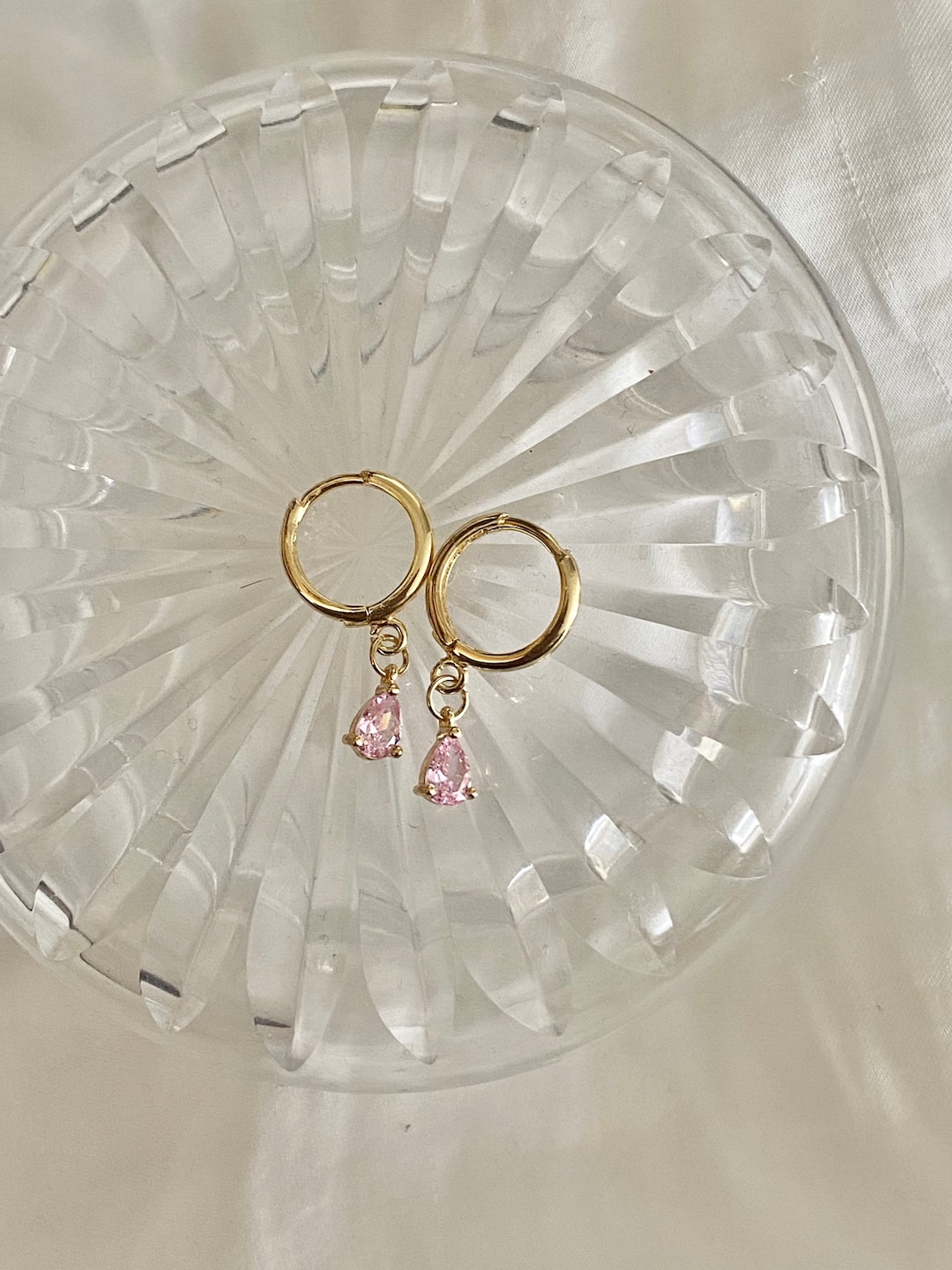 Stunning Handmade 18K Gold Plated Dangly Drop Tiny Cubic Zirconia Baby ...