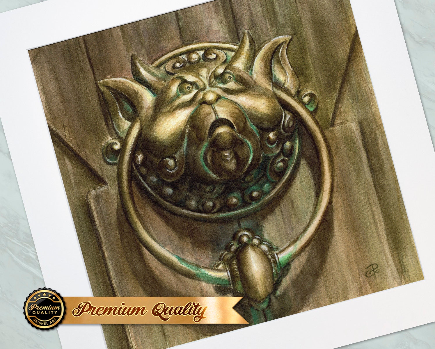 Knocker Art Print Left Knocker Labyrinth Watercolor Print - Etsy