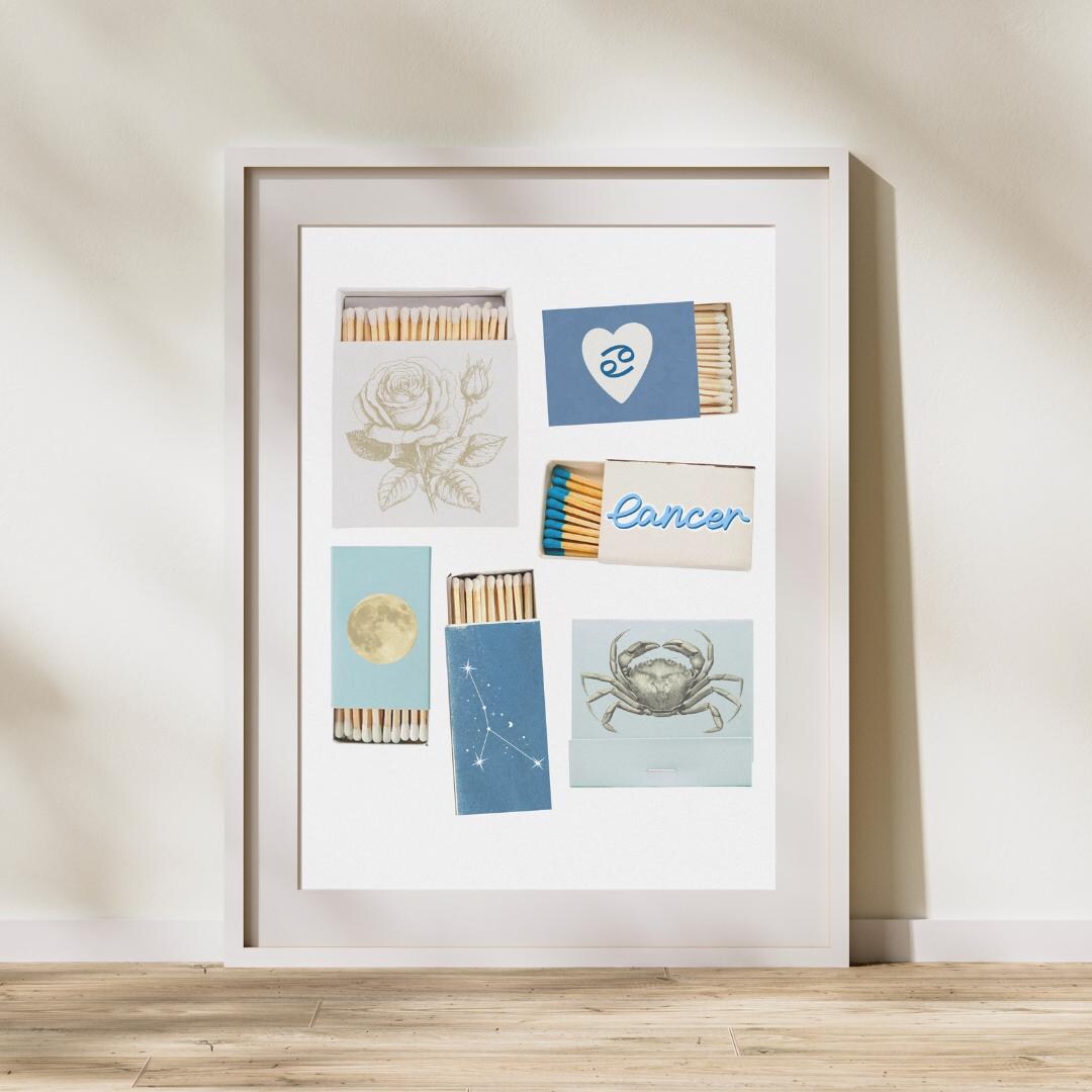 Cancer Print | Aesthetic Cancer Matchbox Poster | Trendy Zodiac Print ...