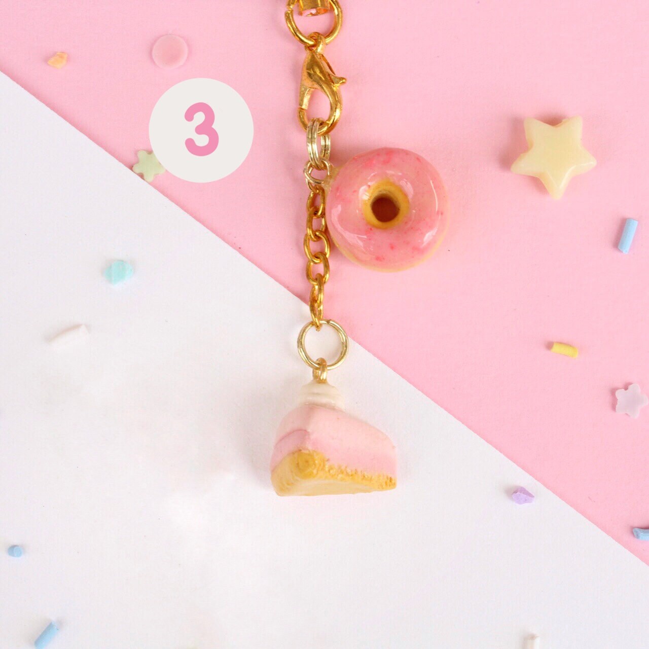 Cake and Donut Charm/ Clay Keychain/ Clay Phone Strap - Etsy