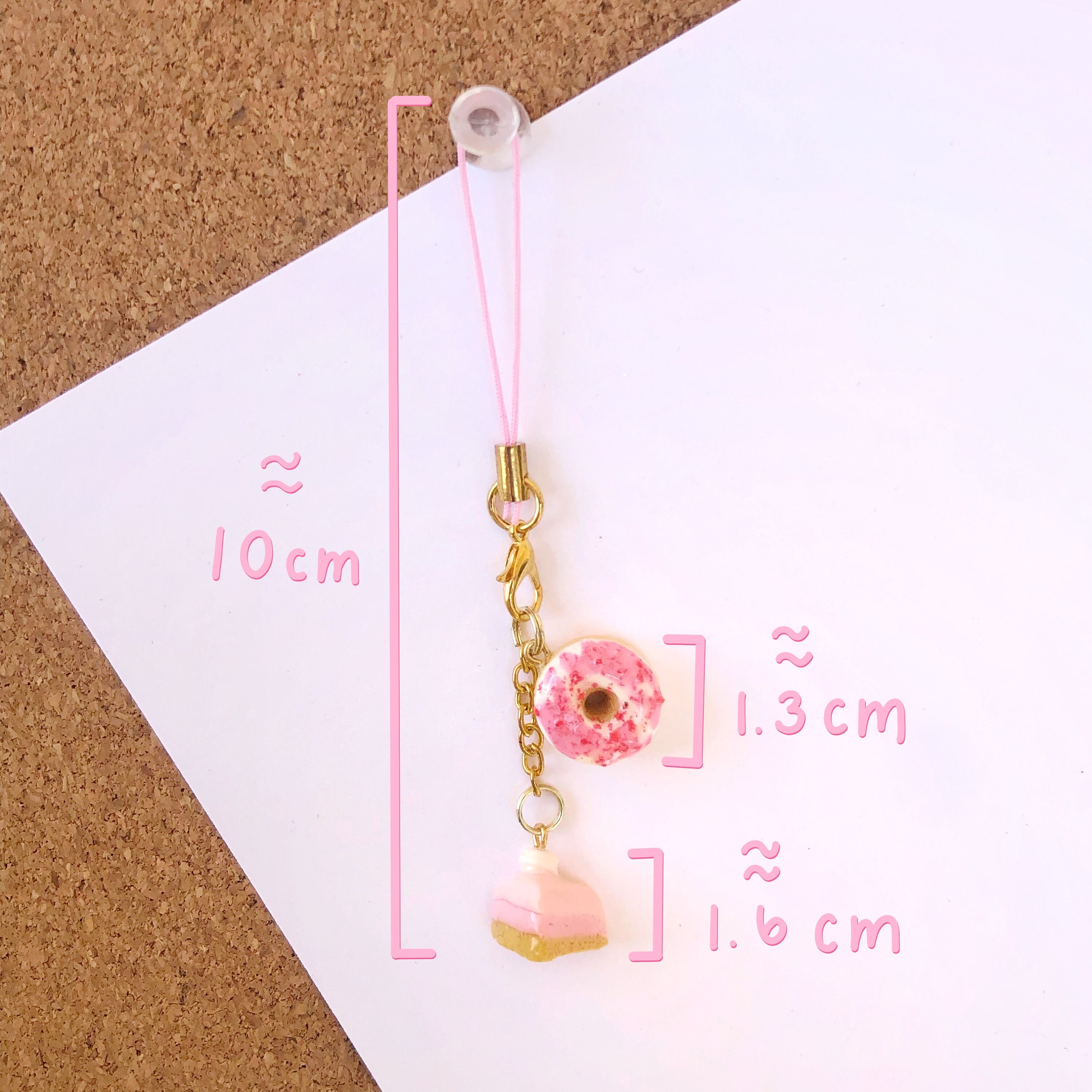 Cake and Donut Charm/ Clay Keychain/ Clay Phone Strap - Etsy