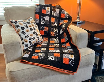 Halloween Quilt, Handmade Quilt, Fall Quilt, Halloween Throw, Halloween ...