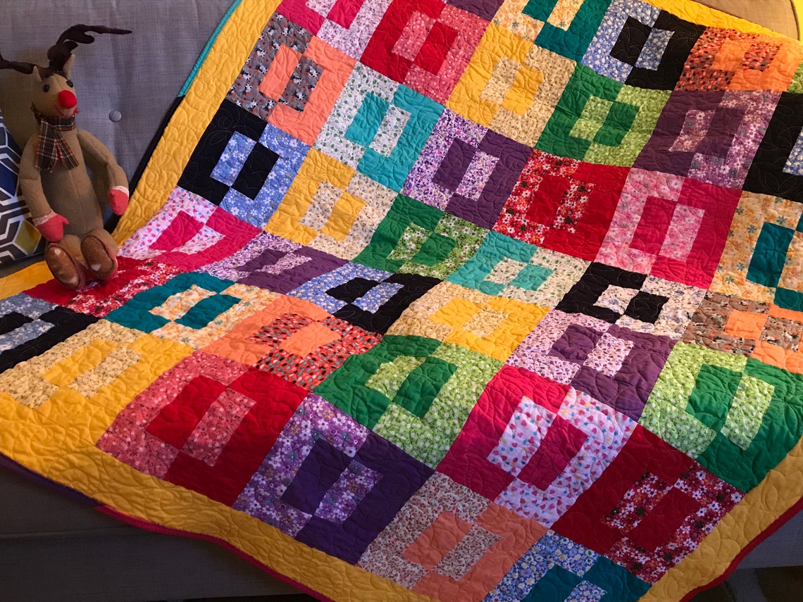 Colorful Puzzle box Handmade quilt | Etsy