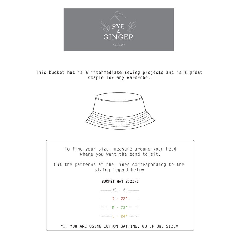 Bucket Hat Sewing Pattern PDF Sewing Pattern Teen Adult - Etsy UK