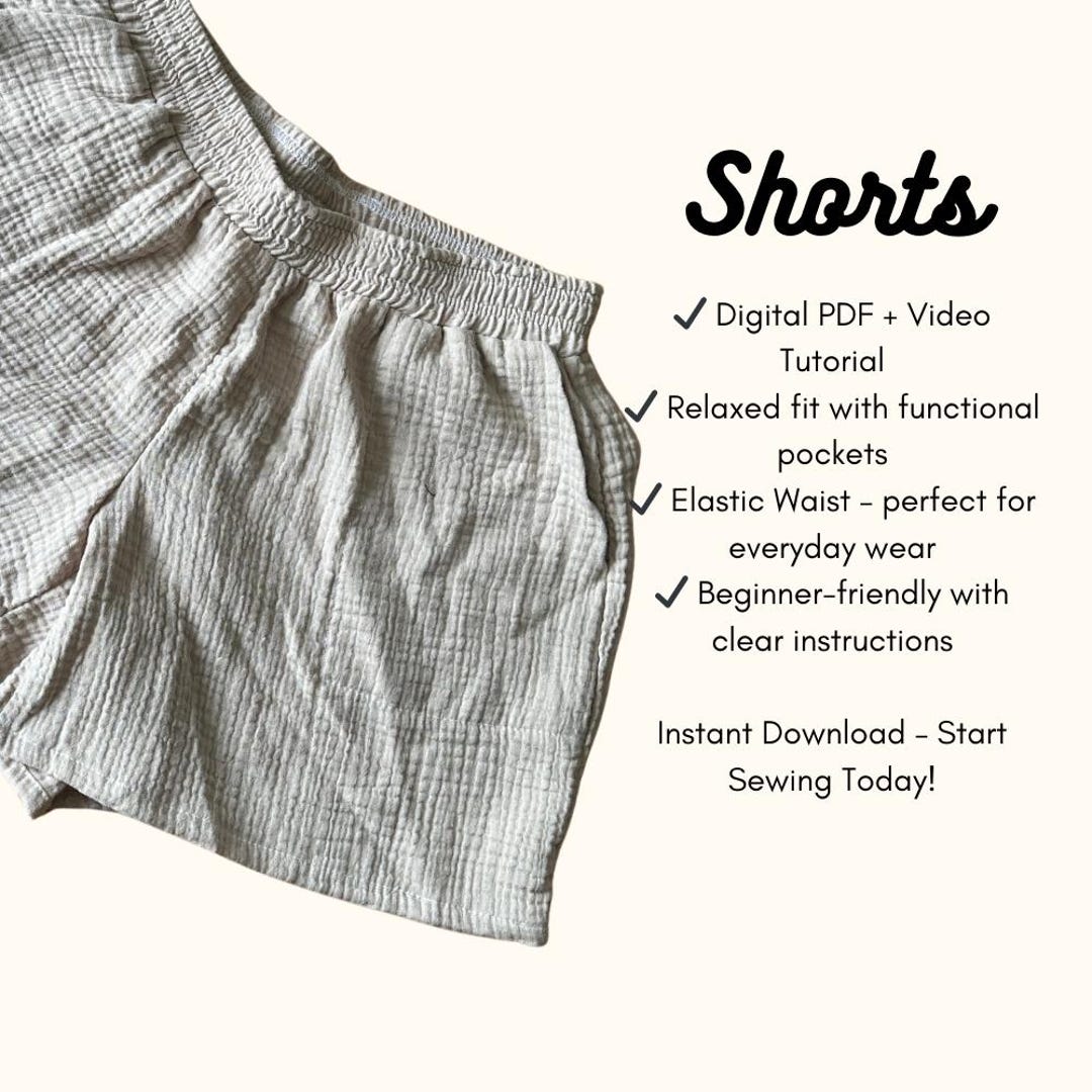 DIY Elastic Waist Shorts Sewing Pattern | Beginner-friendly With ...