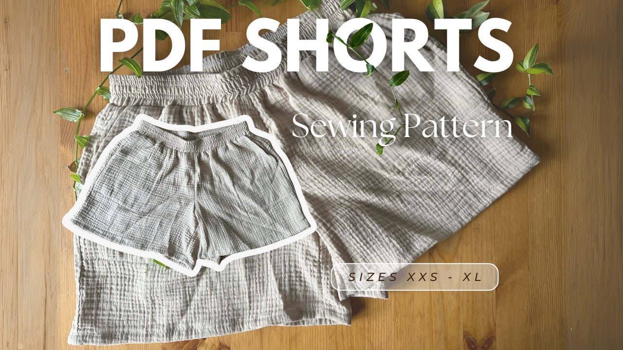 DIY Elastic Waist Shorts Sewing Pattern Beginner-friendly With Pockets ...