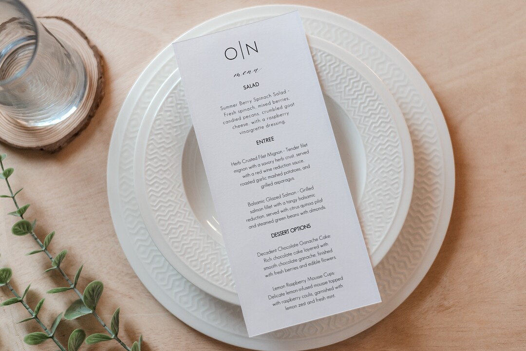 Minimalist Reception Menu Template, Script Wedding Menu, Printable ...