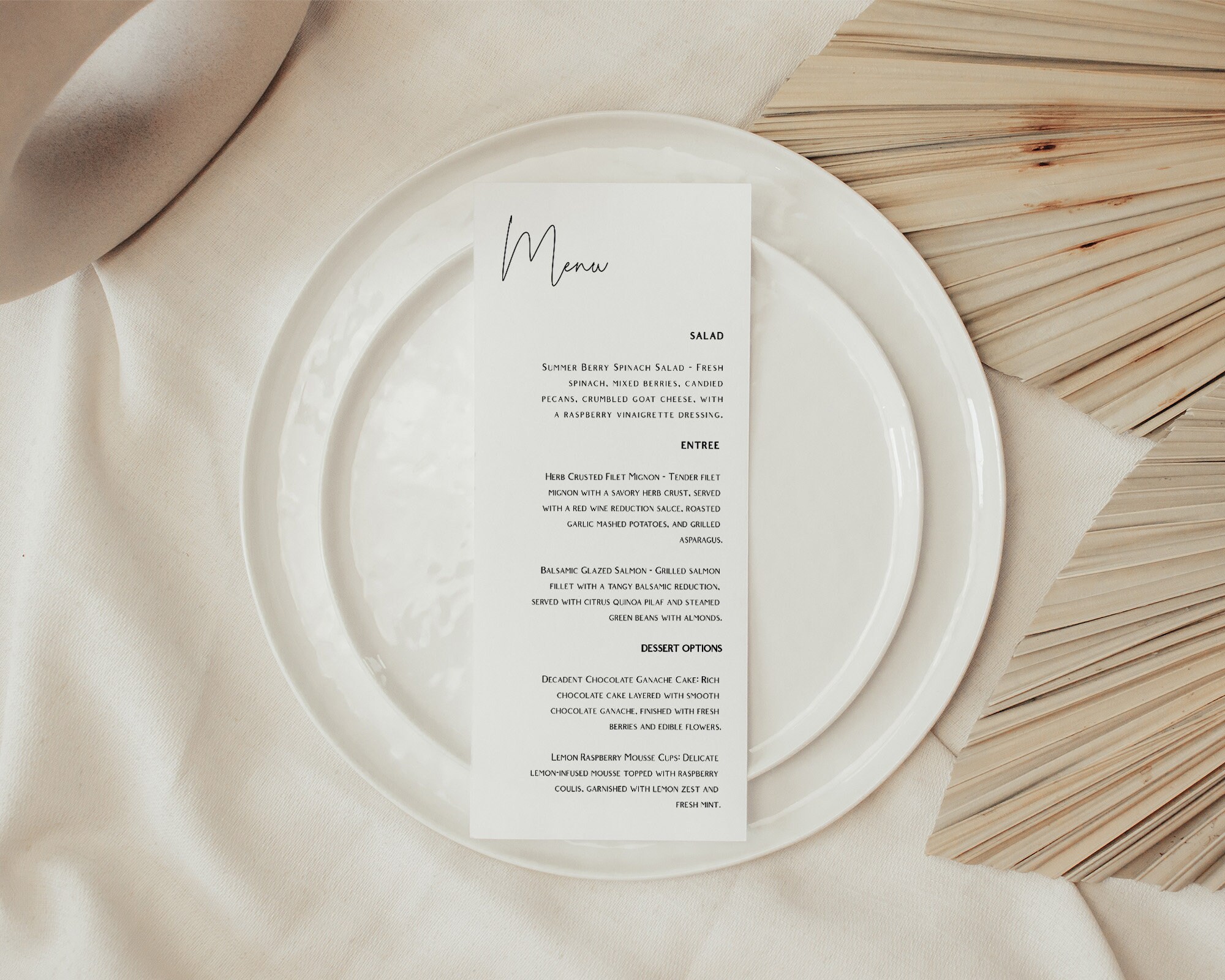 Script Wedding Reception Menu, Printable, INSTANT Digital Download ...