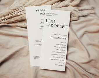 Minimal Wedding Program Template, Minimalist Order of Service ...