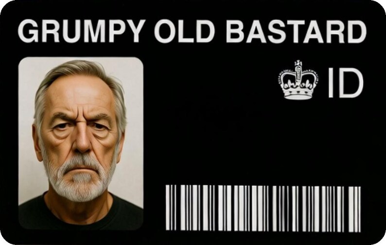 Grumpy Old Bastard ID Card • Funny Novelty Gift • Personalised Name ...